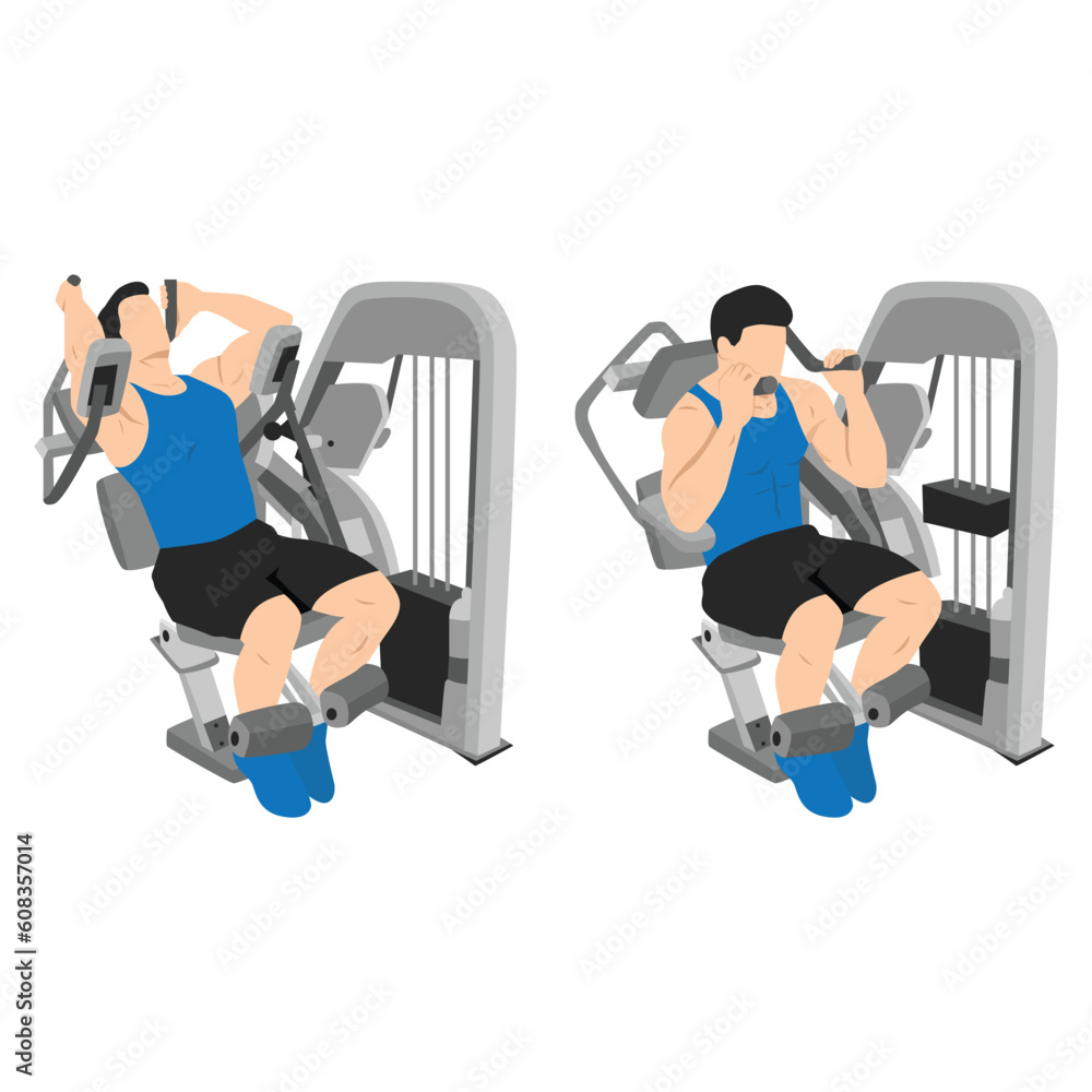 Young man exercise with abs muscles on press machine, Man working out ...