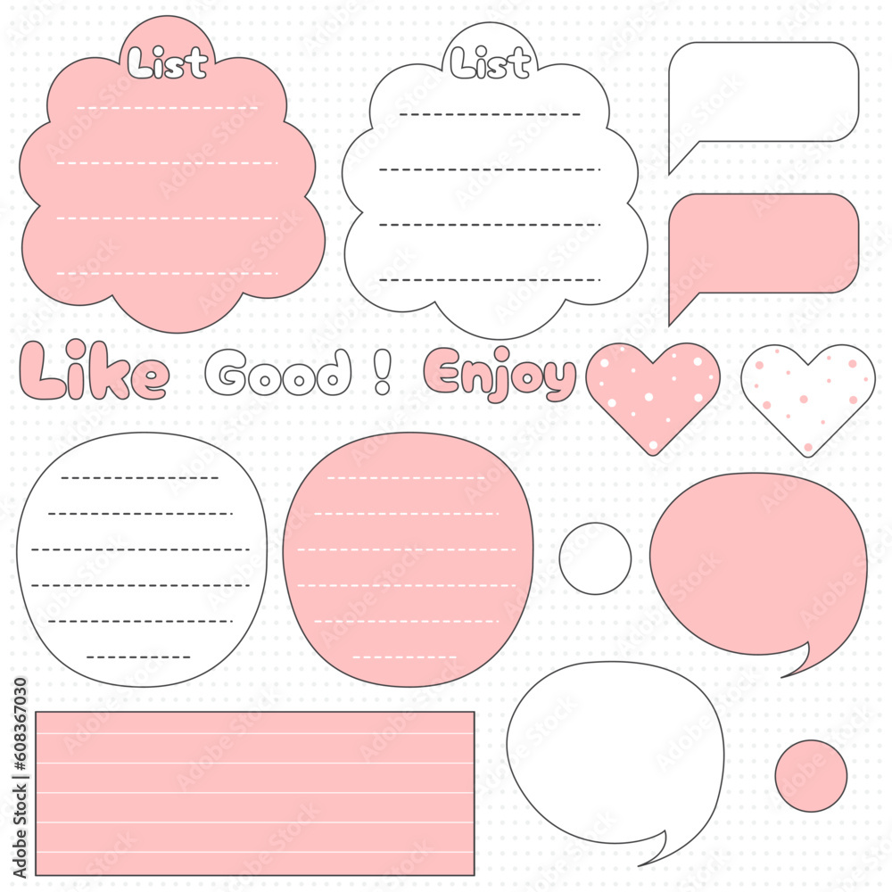 Cute blank paper notes. Stationery organizer set. Scrapbook notes and ...