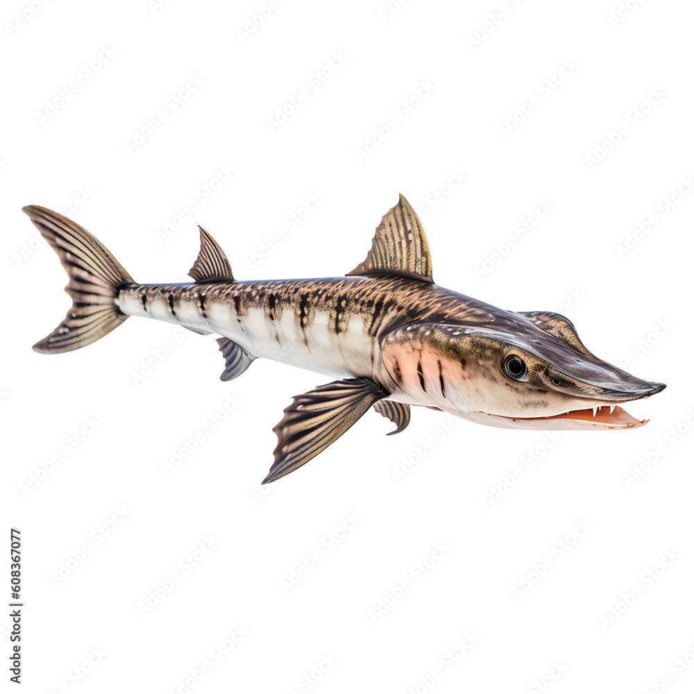 Shortnose sturgeon fish isolated on transparent. Generative ai art ...