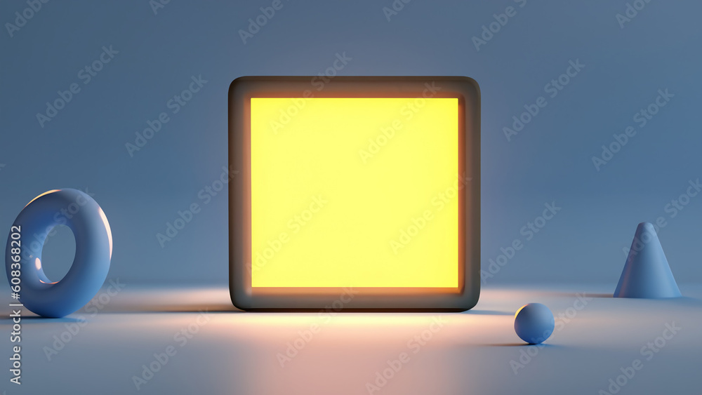 abstract blurred 3D rendered background of glowing lightbox and ...