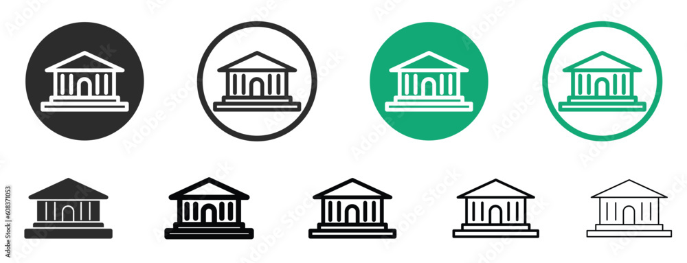 City hall building icon set. Community town hall thin line icon set ...