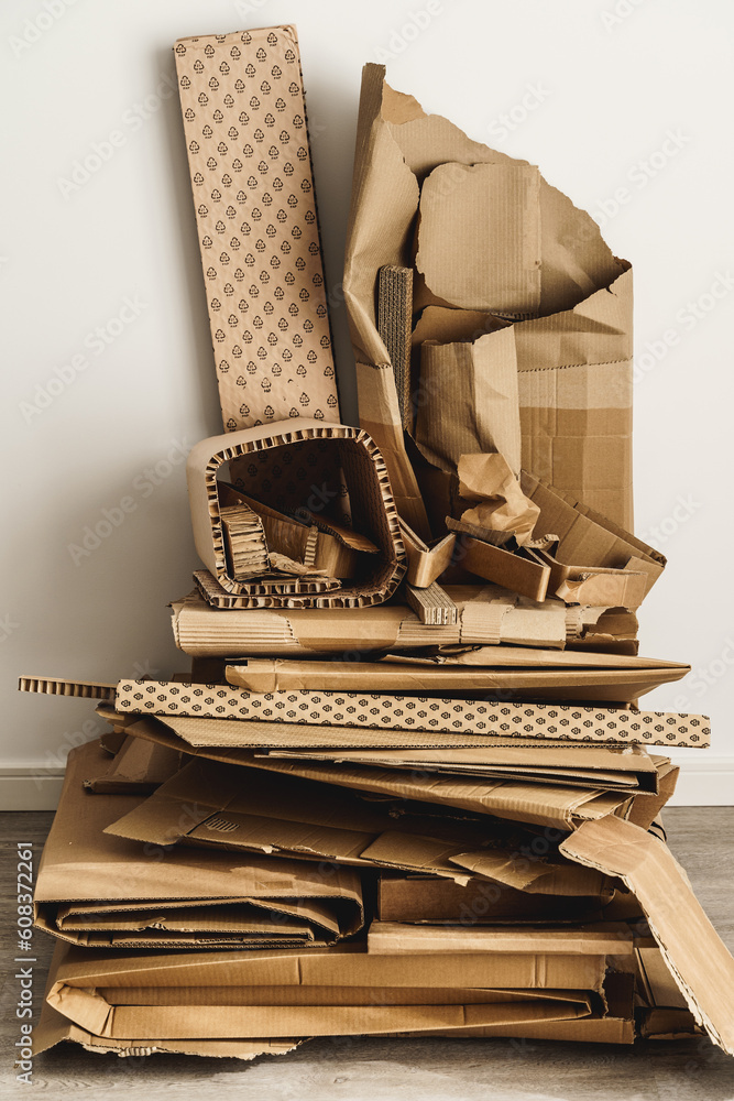 Stack of Cardboard Waste with PAP 21 symbol. Concepts of Paper ...