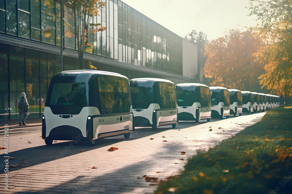 Autonomous Electric Shuttles in a Campus Environment. An image of a ...