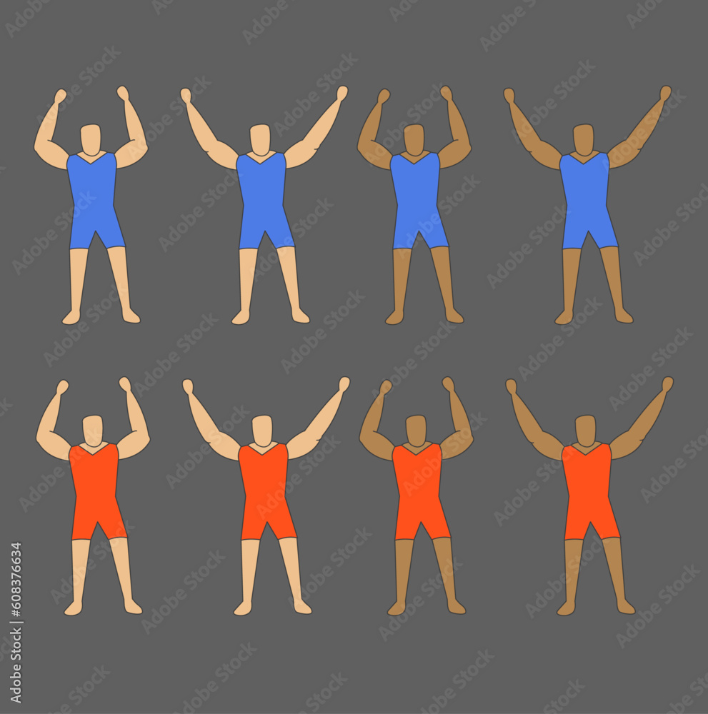 Wrestler wearing blue and Orange wrestling outfit.Two skin variation ...