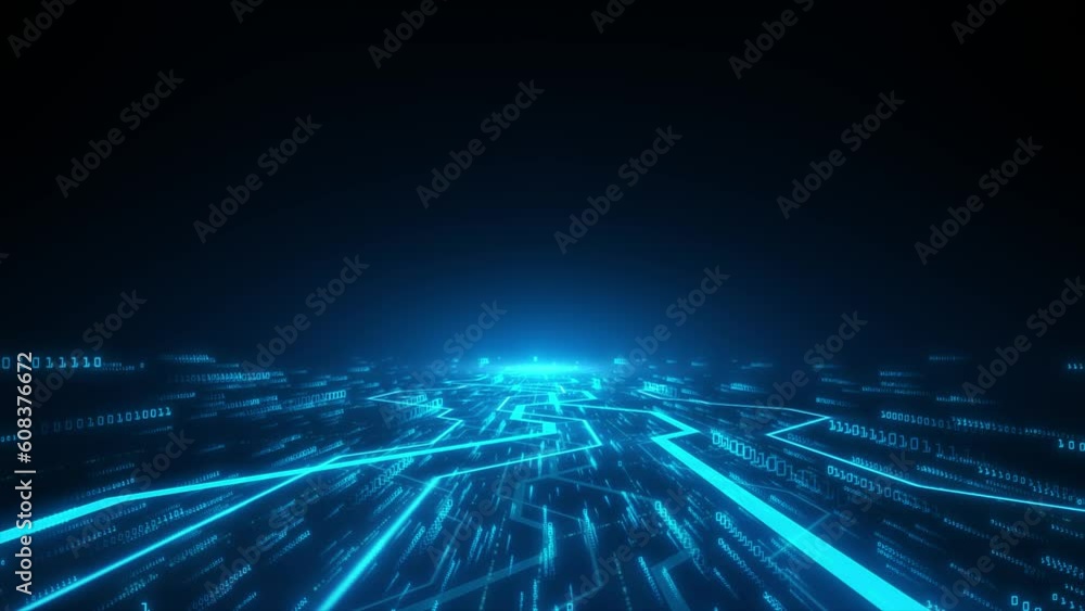 Digital Data moving on Circuit Board and CPU loop backgrounds. Computer Processing and ...
