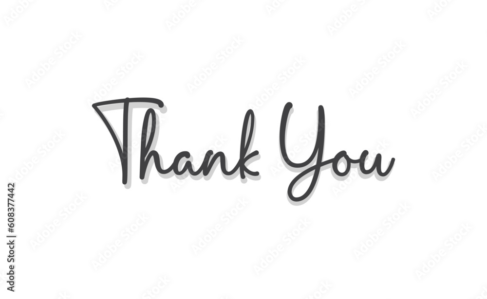 Thank you lettering text with drop shadow. Hand drawn style thanking ...