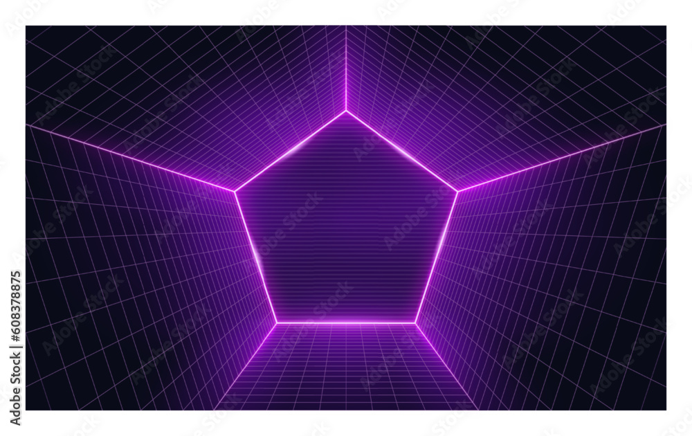 Synthwave wireframe net illustration. Abstract digital background. 80s ...