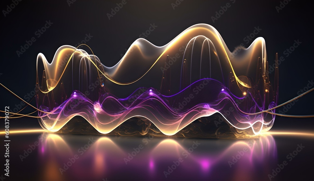 3D Optical Neon Wires, Electronic Waves, Symbolizing Digital ...
