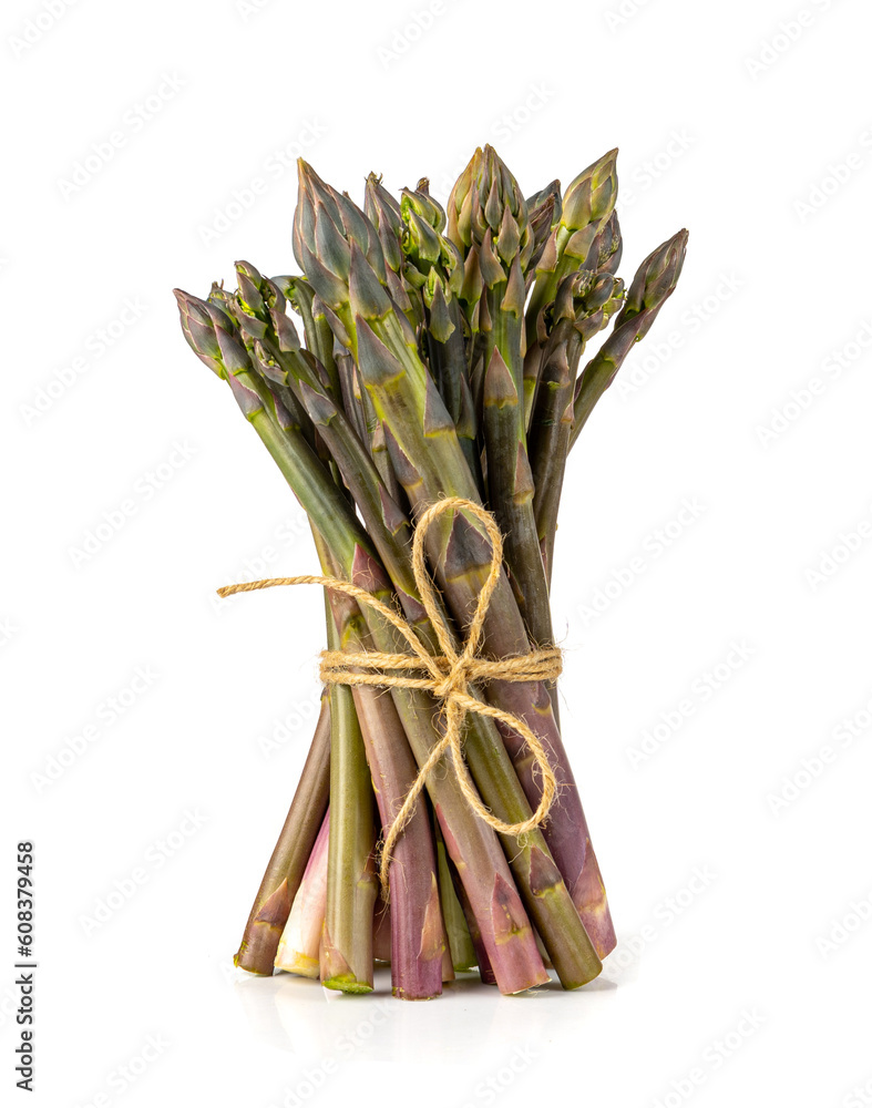 Bunch of Raw Garden Asparagus with Shadow Isolated. Fresh Green Spring ...