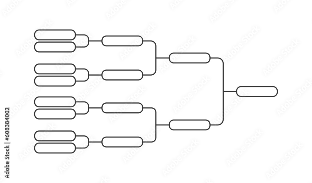 8 team tournament bracket. Black line championship template. Vector ...