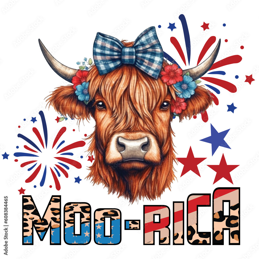 Foto de highland cow 4th of july png, American Cow,Western 4th Of July ...