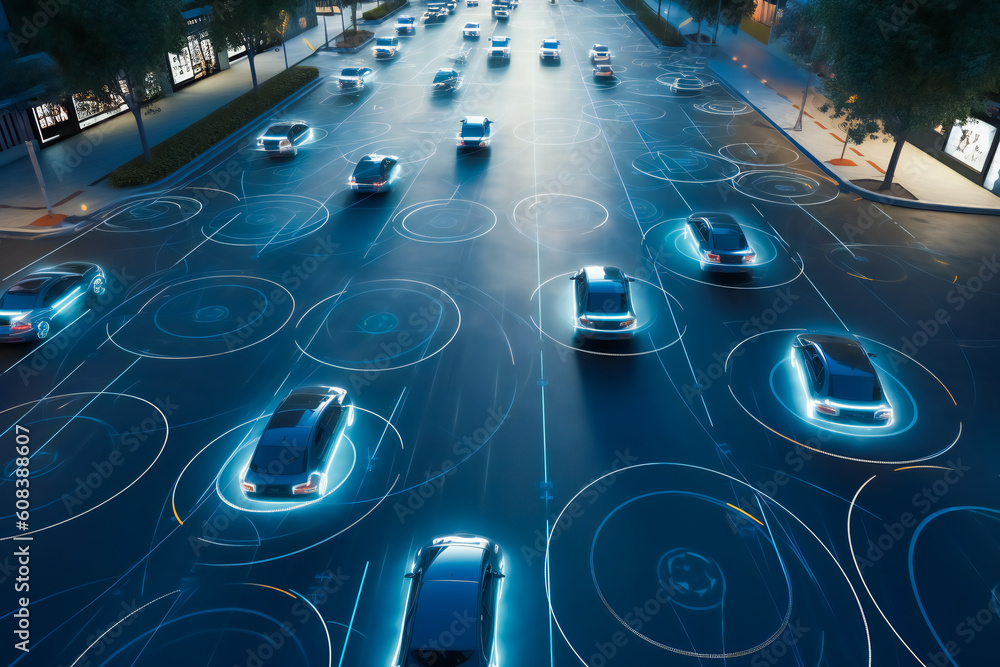 Autonomous Car Sensor System Concept for Vehicle Safety. Generative AI ...