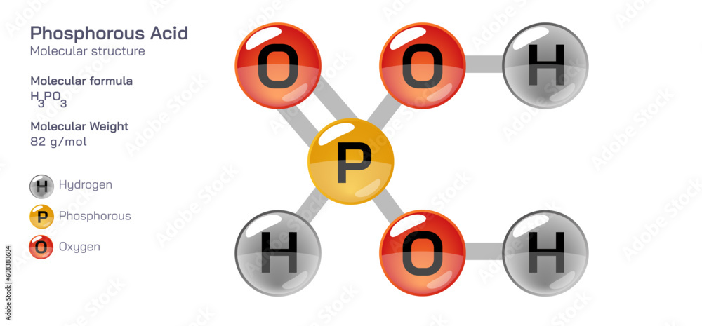 Phosphorous Acid molecular structure formula. Periodic table structural ...