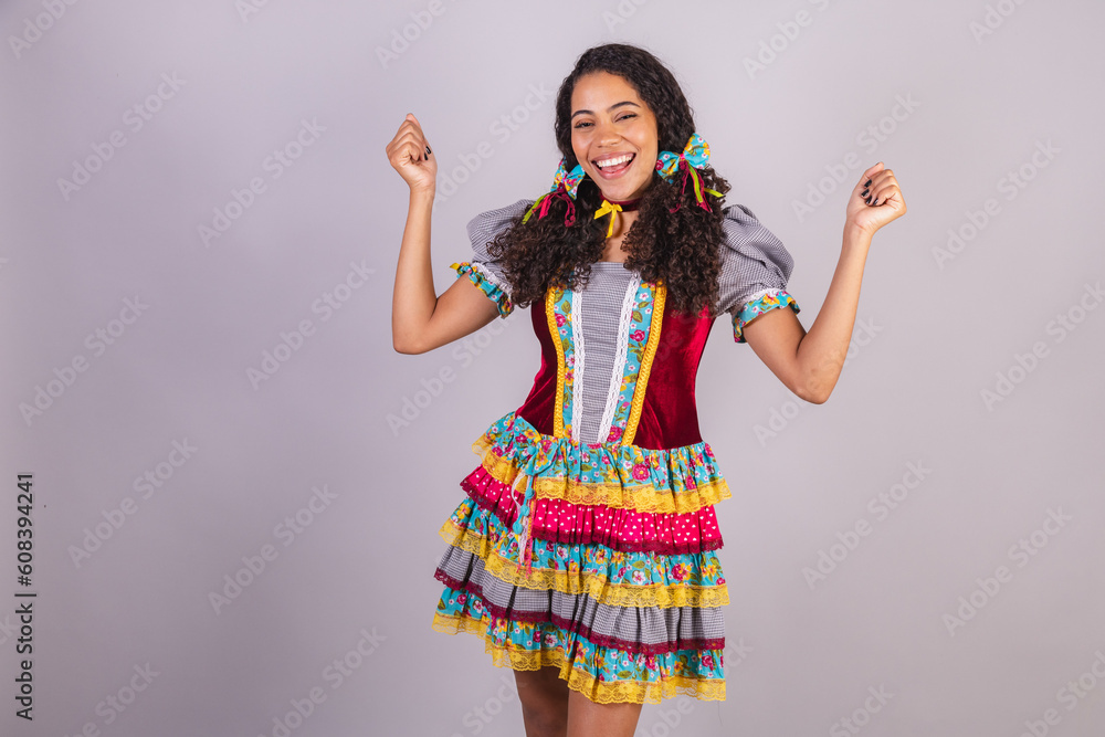 Black Brazilian woman wearing June party clothes, fraternization in the ...