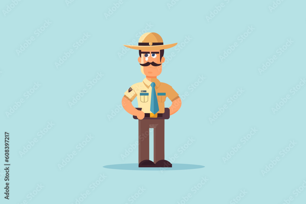 Doodle inspired Deputy maintaining order, cartoon sticker, sketch ...