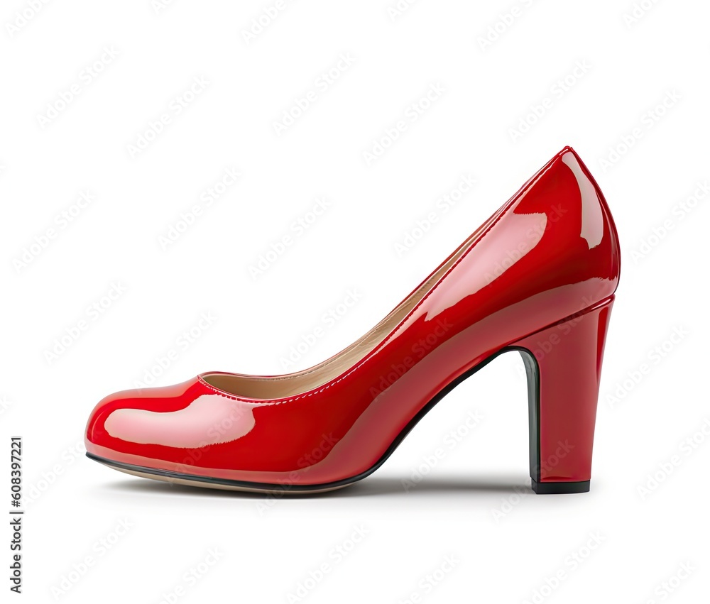 Red pointy toe women's shoes with high heels isolated on white ...