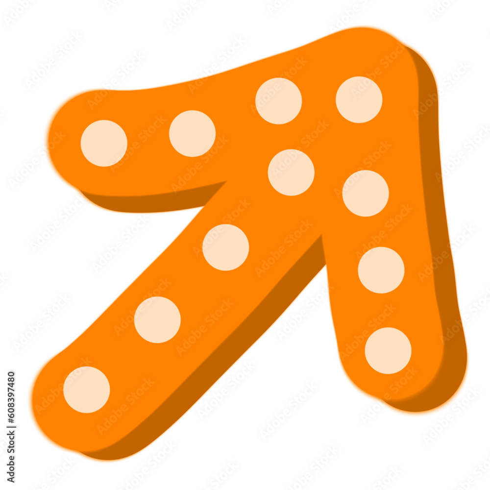 Arrow sign 3D shape yellow color with white polka dot icon png clipart ...