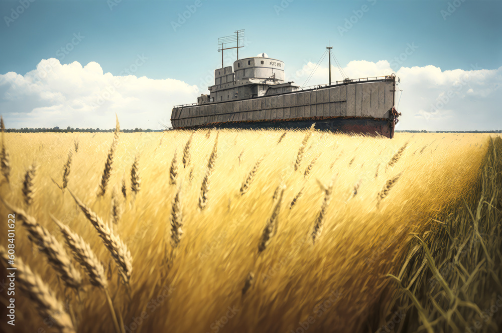 Captivating image of a grain ship gracefully sailing through a wheat ...