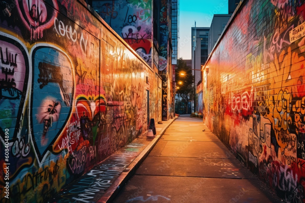 Brick wall with colorful graffiti. Colorful street art as symbol of ...