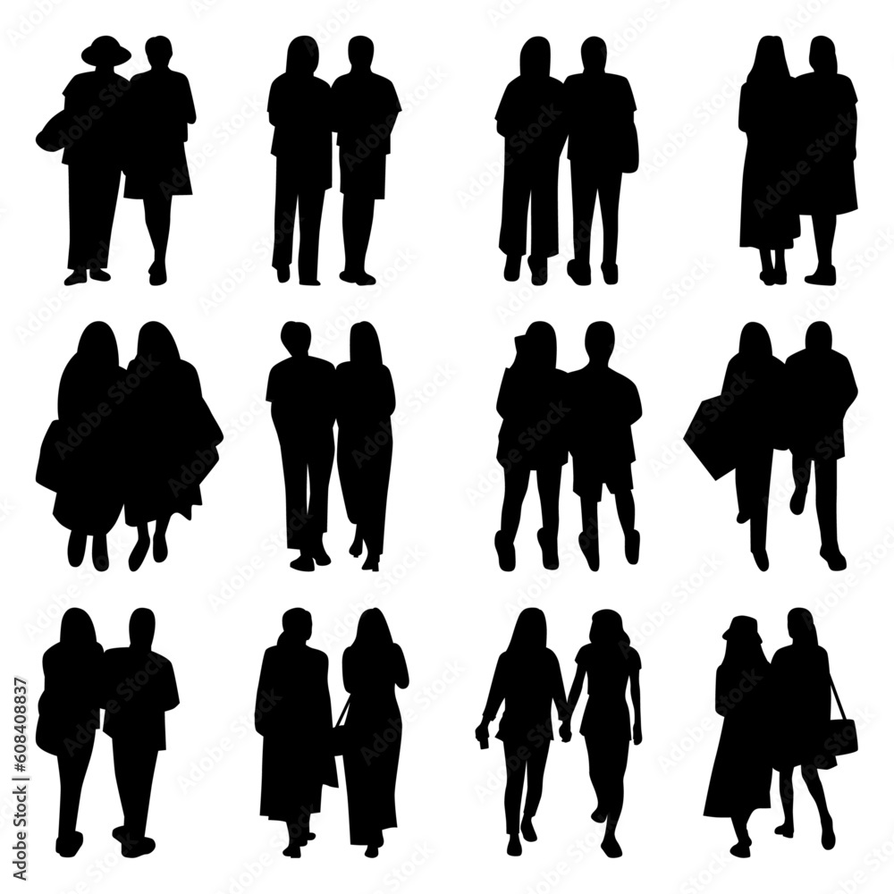 Vector Collection Set of Socialite People Silhouettes Stock Vector ...