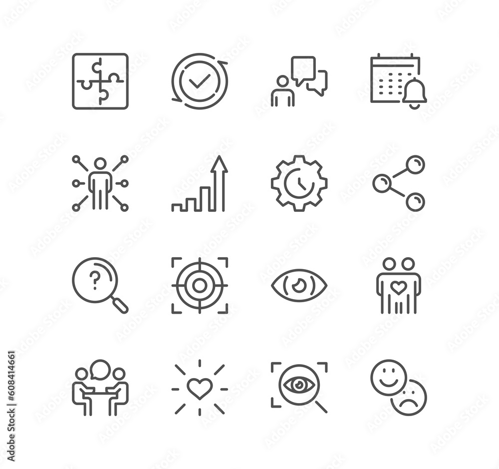 Set of core values related icons, diversity, exceptional, innovative ...