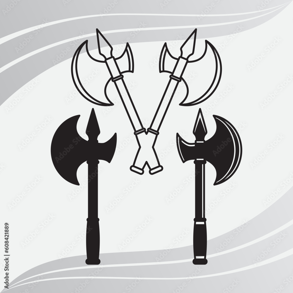 Axe, Axe Silhouette,Lumberjack Svg, Axe SVG, Axe Clipart, Cross Axe ...