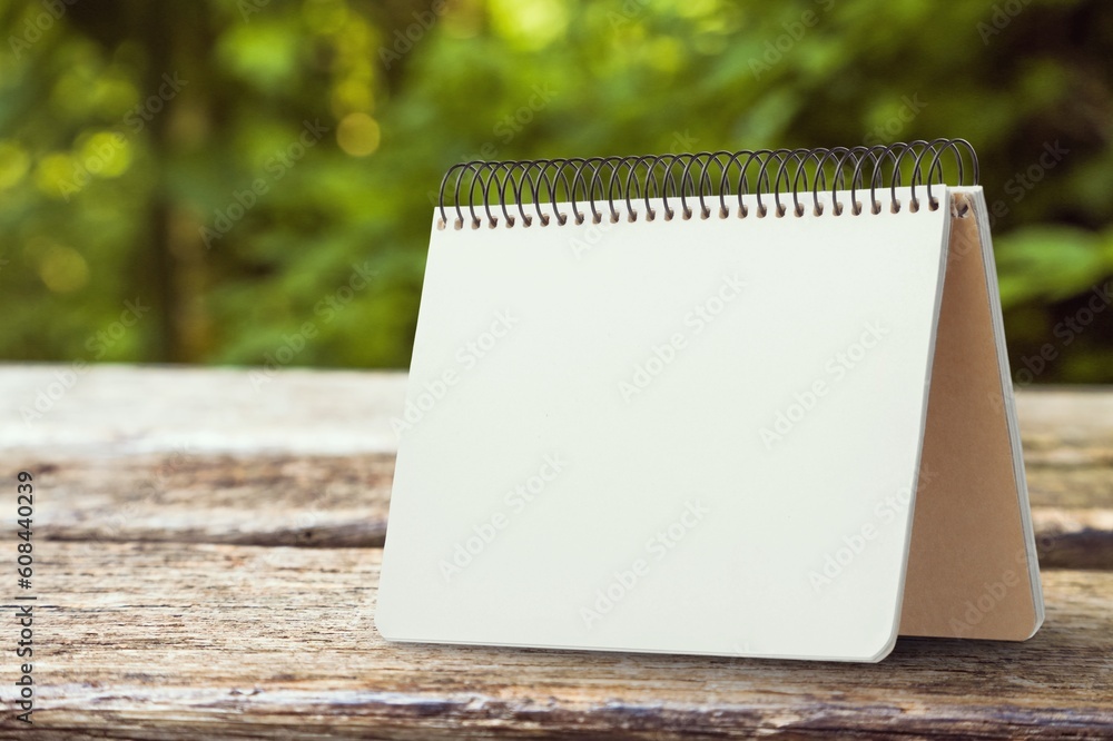 2023 blank table calendar on wooden desk Stock Photo | Adobe Stock