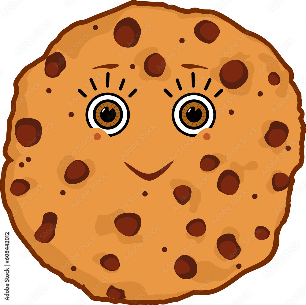 Cute Smiling Cookie Cartoon Character, Pastry Food Illustration Stock ...