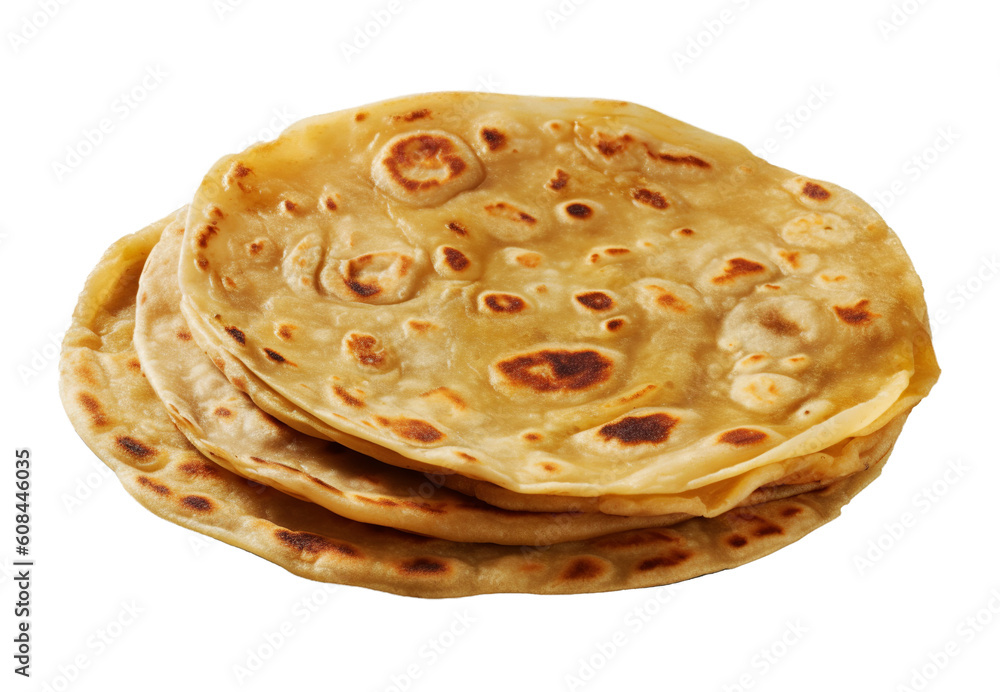 Paratha on transparent background. Generative AI. Stock Illustration ...