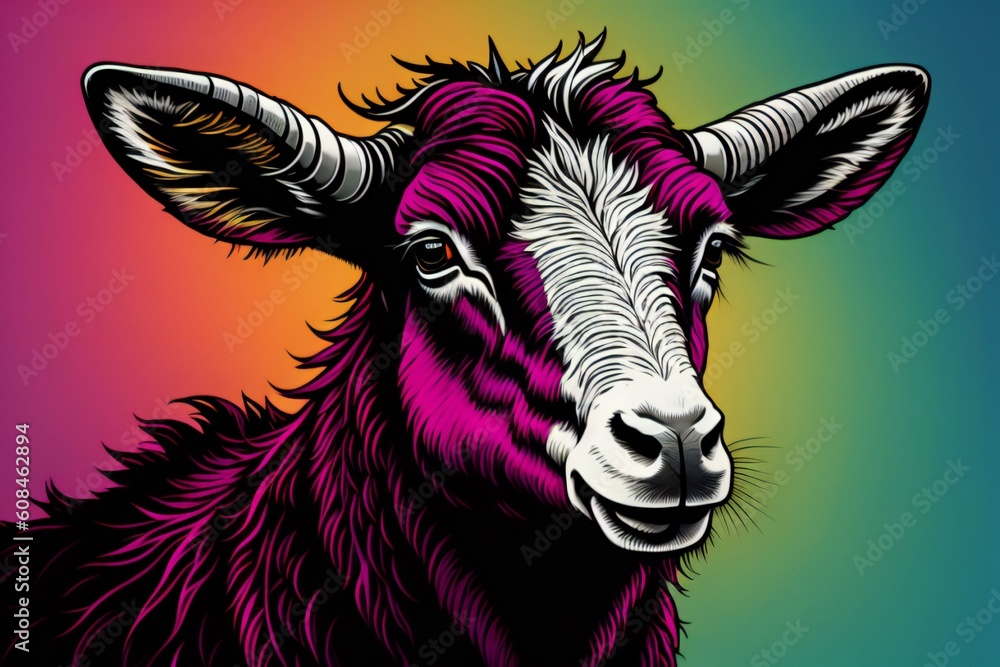 Goat head on colorful background. Vector illustration for your design ...