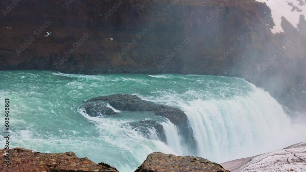 Gullfoss waterfall in nordic wilderness, spectacular icelandic ...