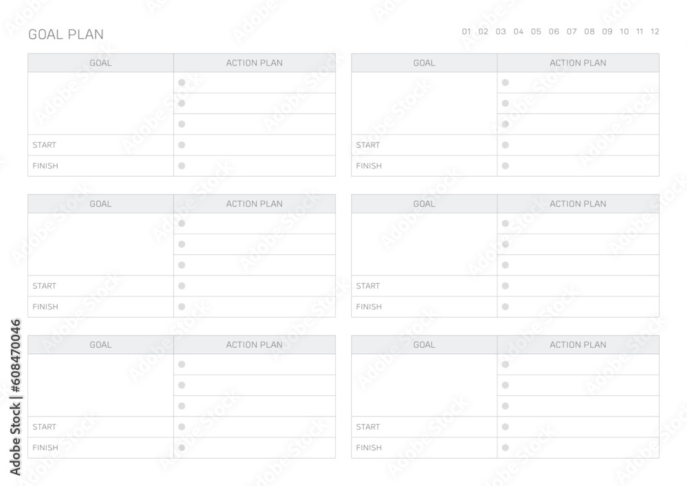 This goal plan template with a simple and minimal style. Note ...
