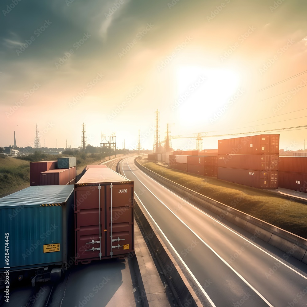 Cargo container transport logistic distribution import export concept ...
