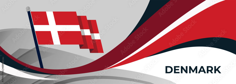 Denmark national day banner design. Danish flag theme graphic triangle ...