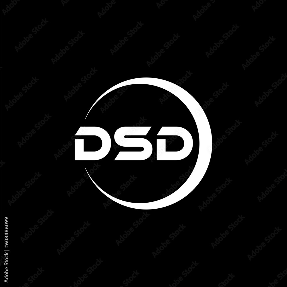 DSD letter logo design with black background in illustrator, cube logo ...