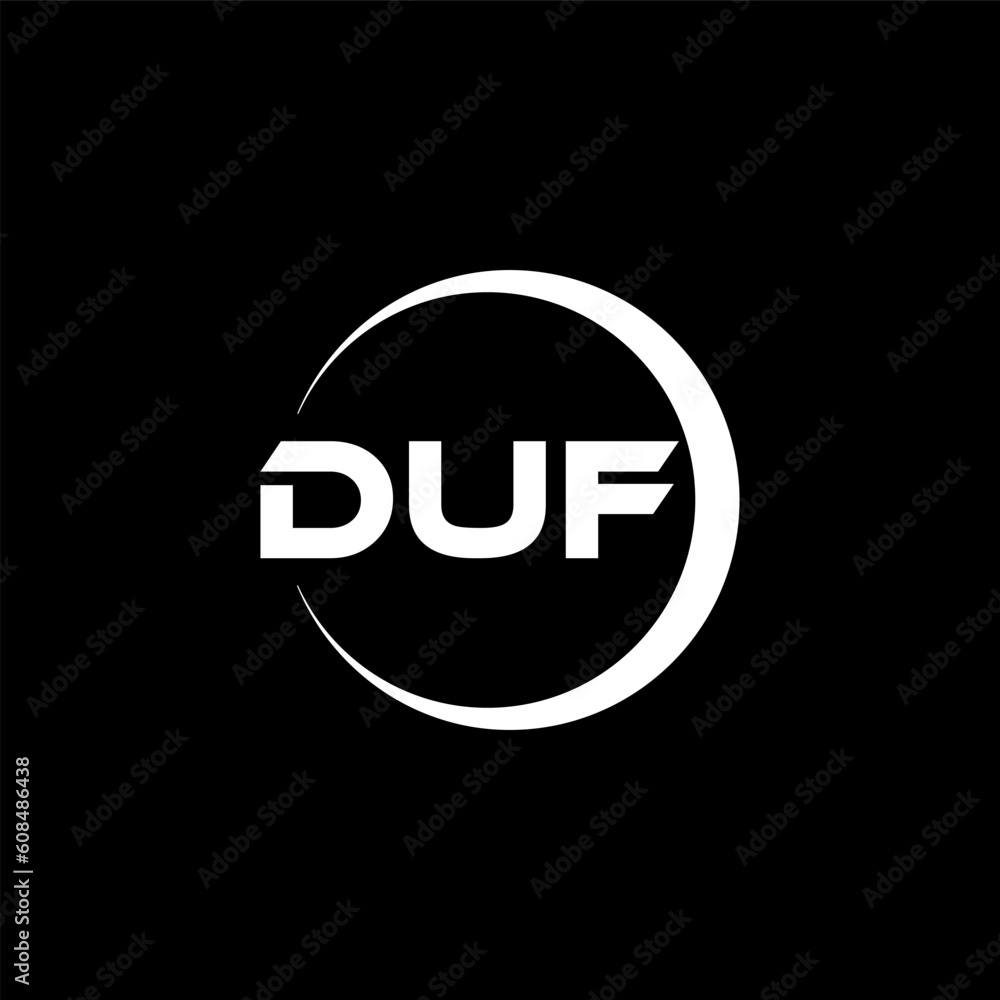 DUF letter logo design with black background in illustrator, cube logo ...