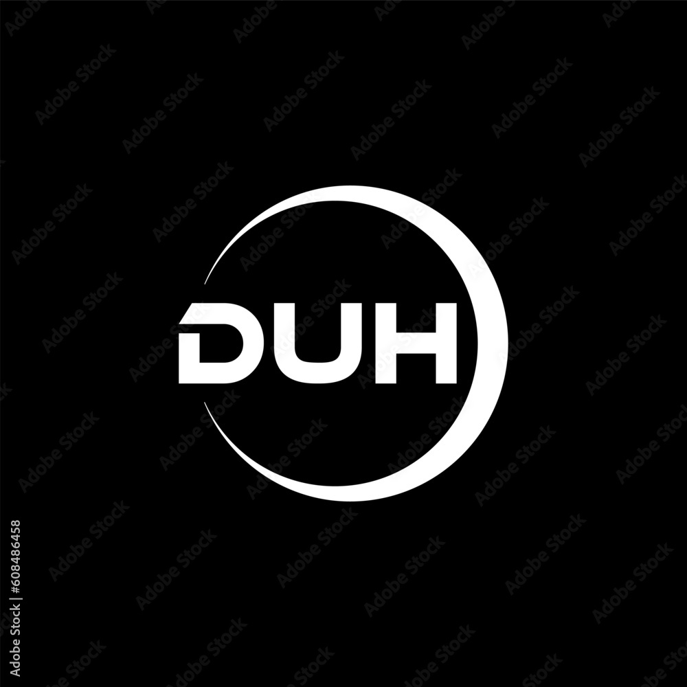 DUH letter logo design with black background in illustrator, cube logo ...