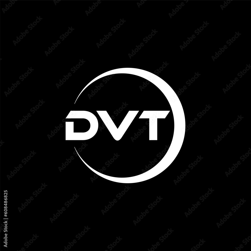 DVT letter logo design with black background in illustrator, cube logo ...