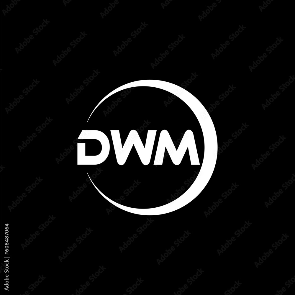 DWM letter logo design with black background in illustrator, cube logo ...