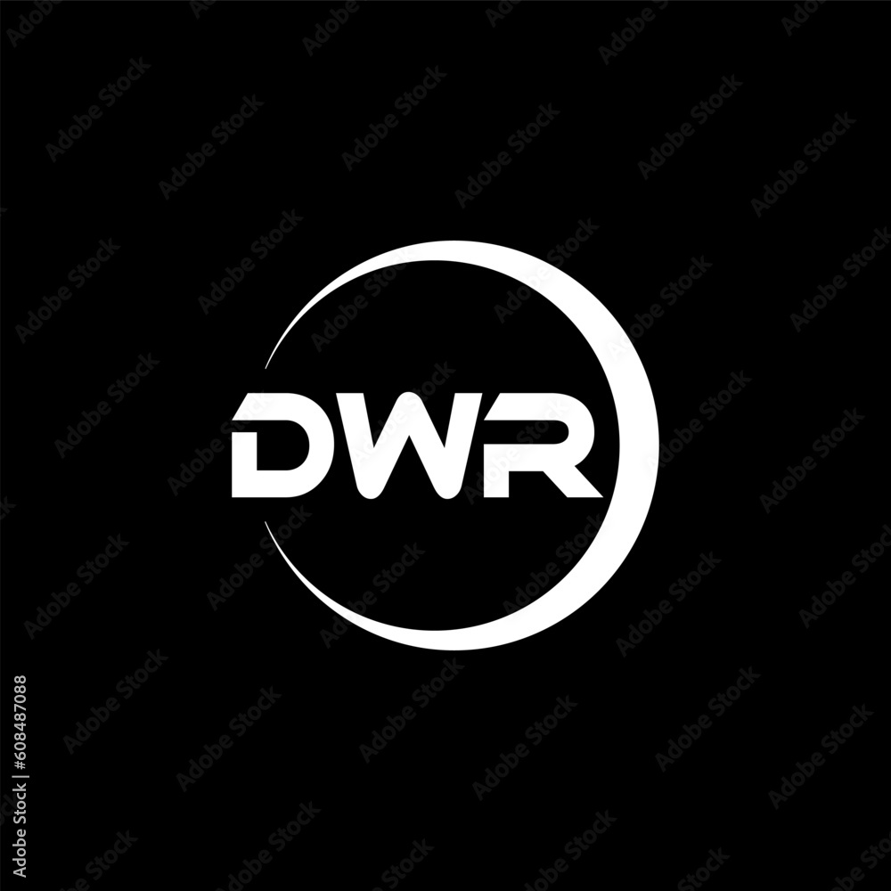 DWR letter logo design with black background in illustrator, cube logo ...
