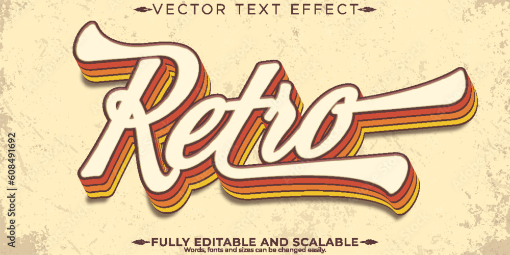 Retro text effect, editable vintage and cool text style Stock Vector ...