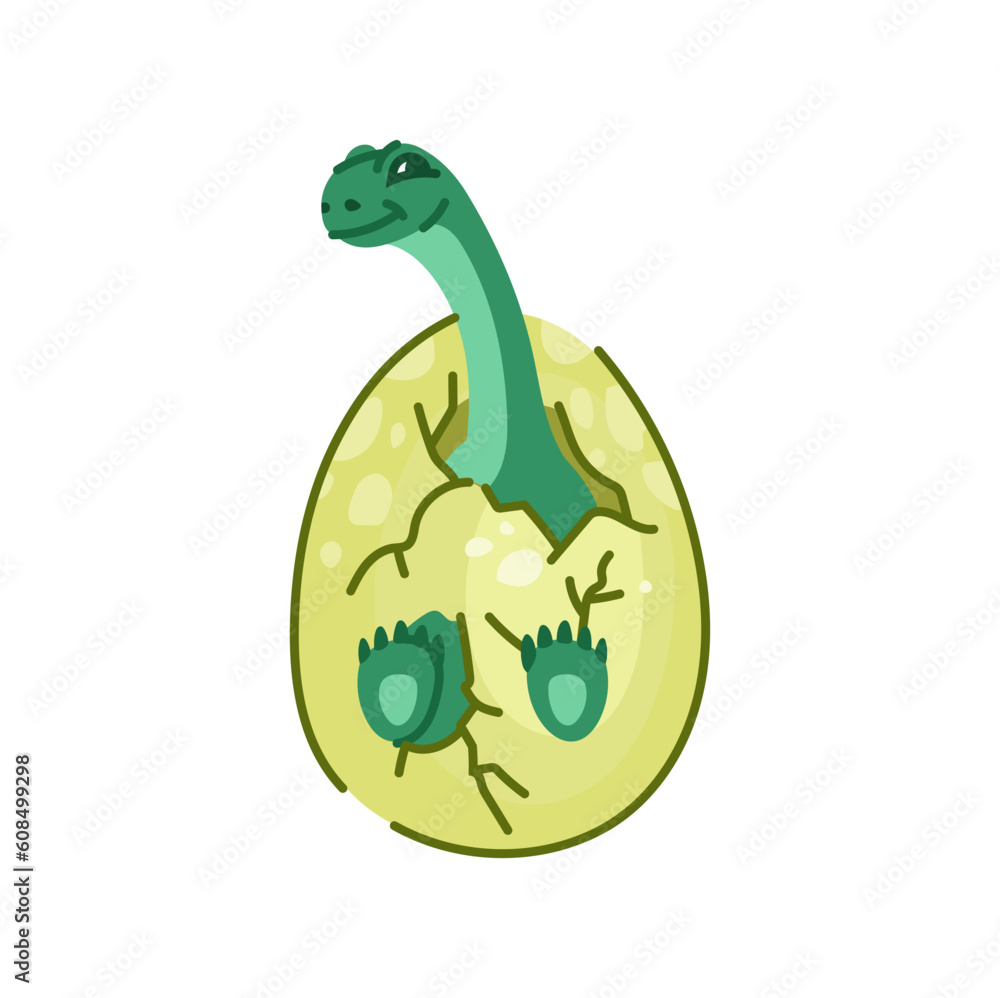 Dinosaur in cracked egg shell isolated cartoon animal. Vector ...