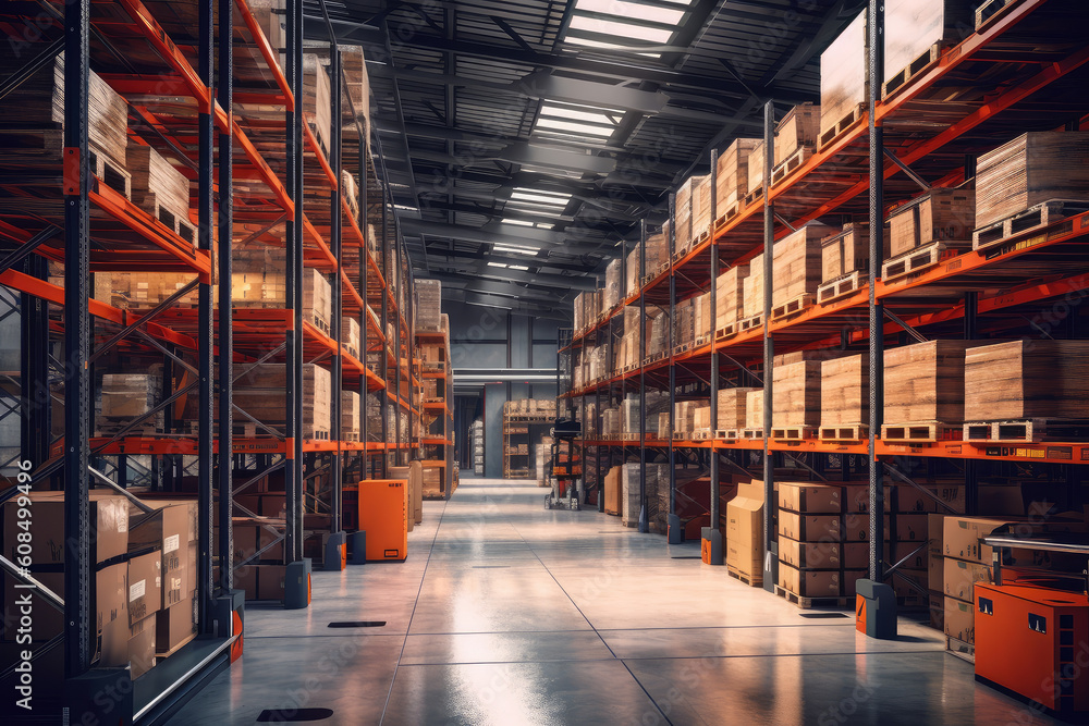 Smart, automated and organized warehouse interior showcases efficiency ...