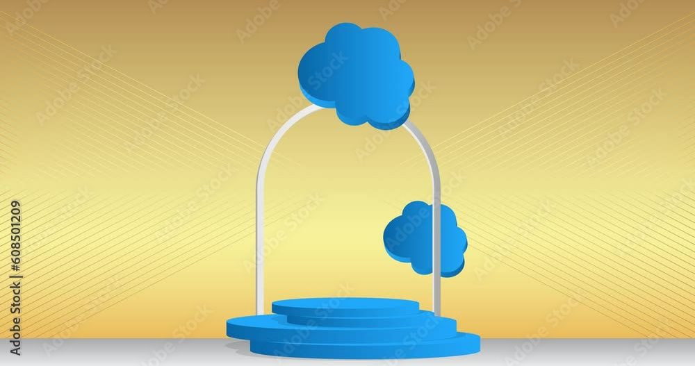 Gold, Blue and white stage showcase animation. Realistic product ...