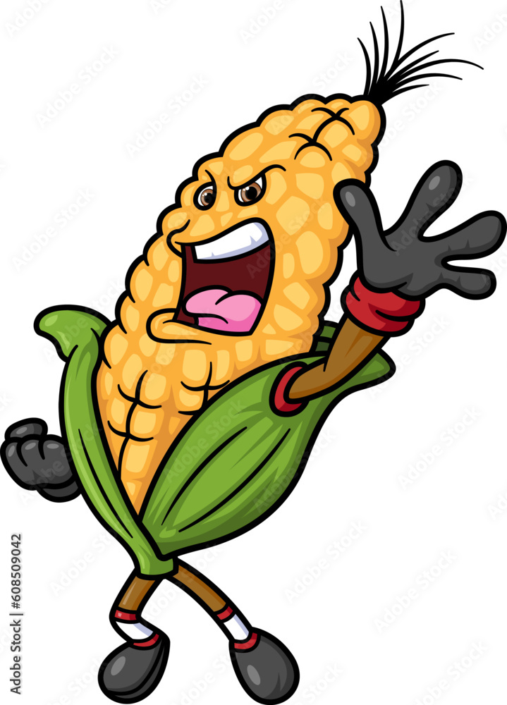 Angry Corn cartoon character mascot design Stock Vector | Adobe Stock