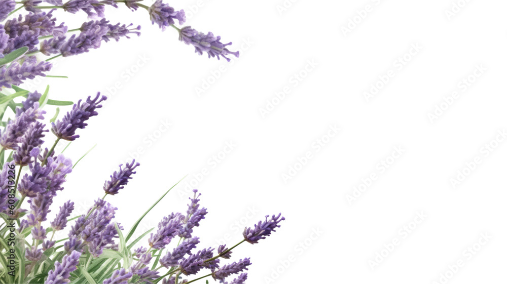 fragrant lavender sprigs as a frame border, isolated with negative ...