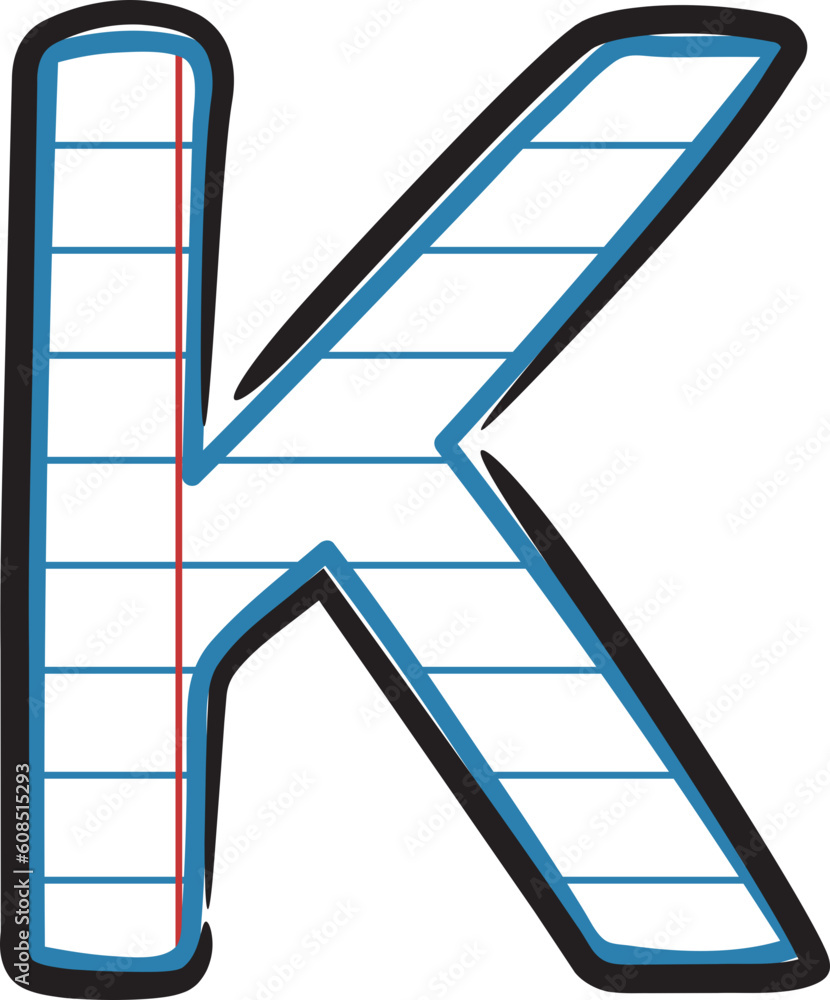 Alphabet K uppercase, notebook letter display font style Stock Vector ...