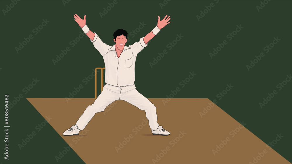 Bowler Appealing in front of umpire Cricketer asking the referee for ...