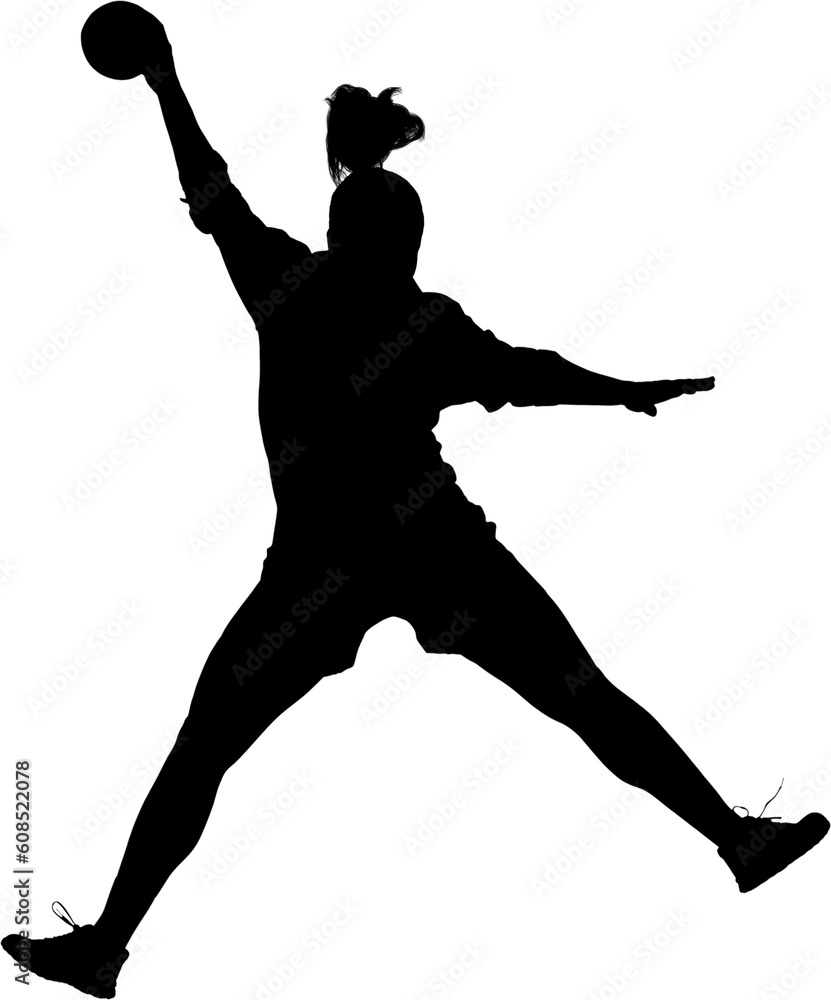Digital png silhouette image of female handball player on transparent ...