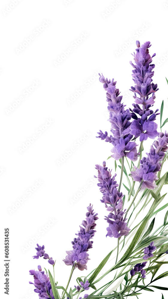 enchanting lavender sprigs as a frame border, isolated with negative ...